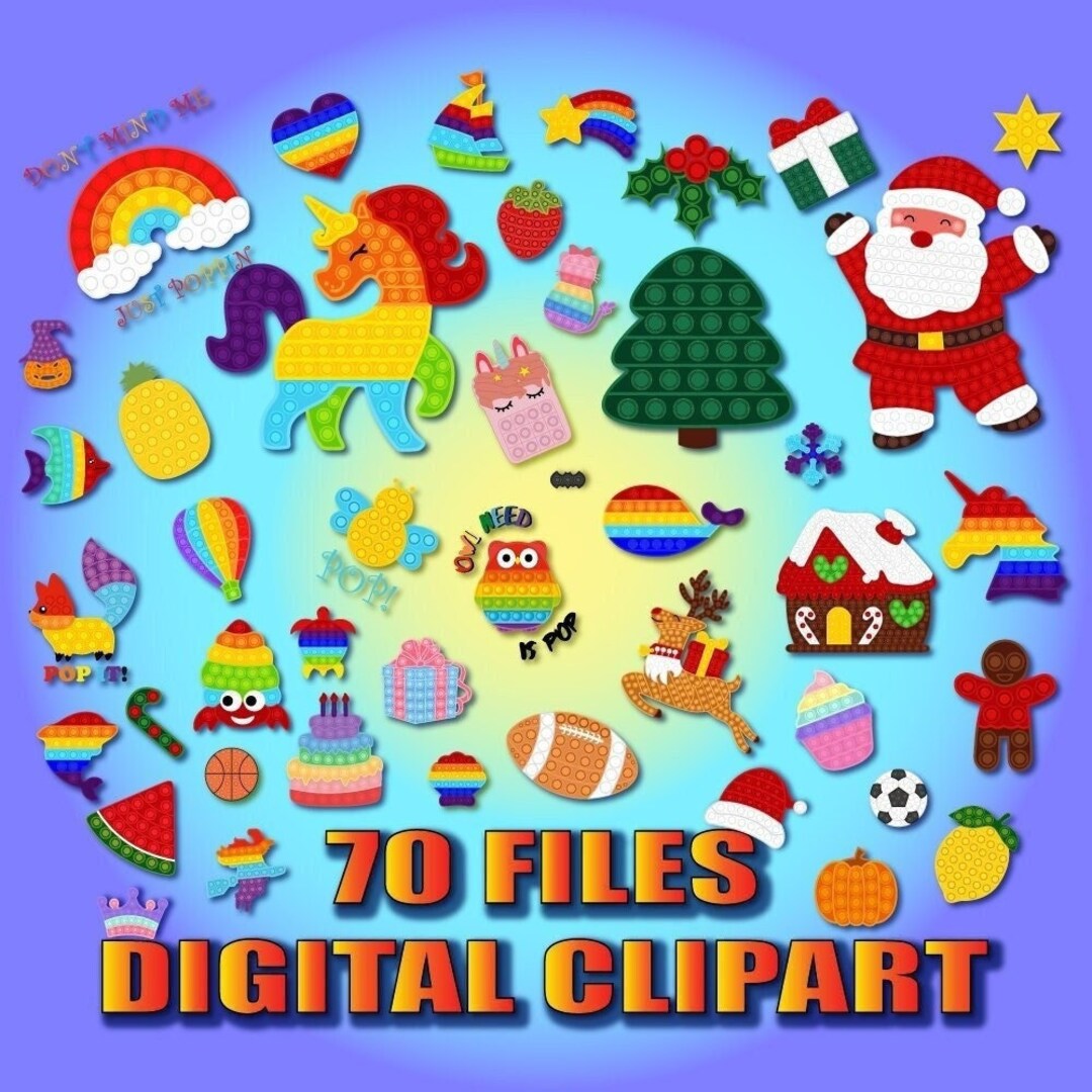 Pop It Clipart Bundle Halloween Christmas Pop It Party Just Poppin 70 ...