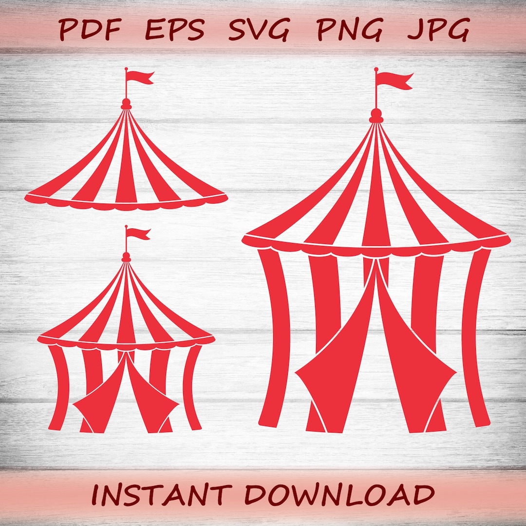 Circus Tent Clip Art: 3 Unique Designs for Cutting and Printing, 5 ...