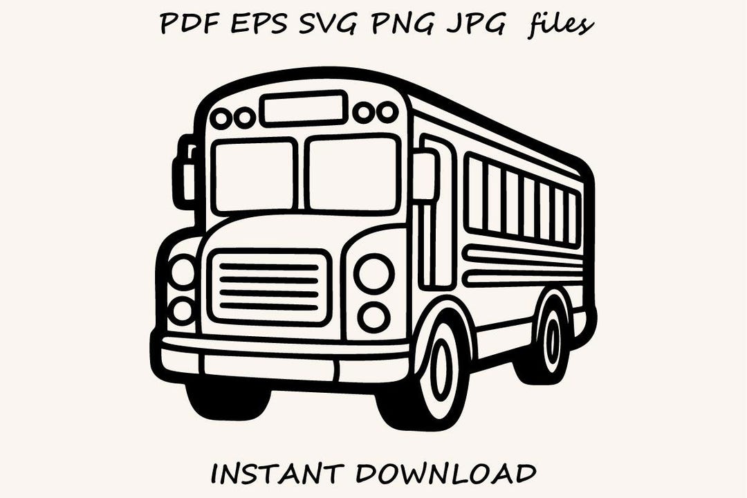 School Bus Outline SVG – Back to School Clipart, Cut File - Etsy
