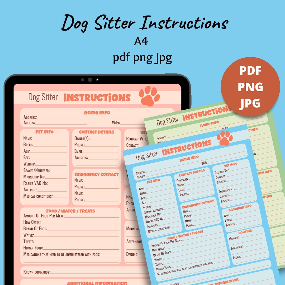 Dog Sitter Instructions, Checklists - Keep Your Pet Safe and Happy ...
