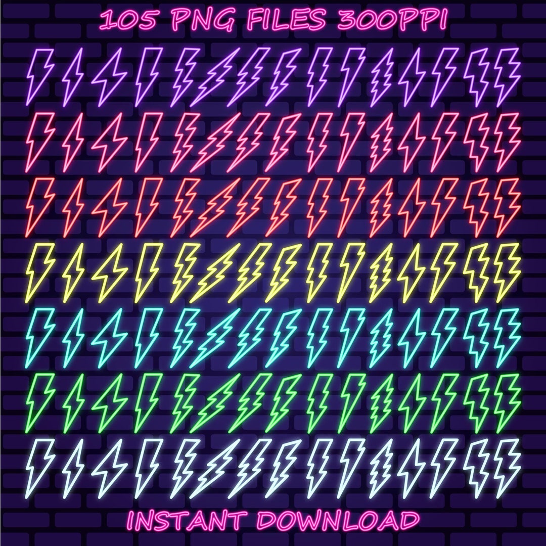 Lightning Bolt Neon, Flash, Lightning Bolt Bundle, Lightning Bolt ...