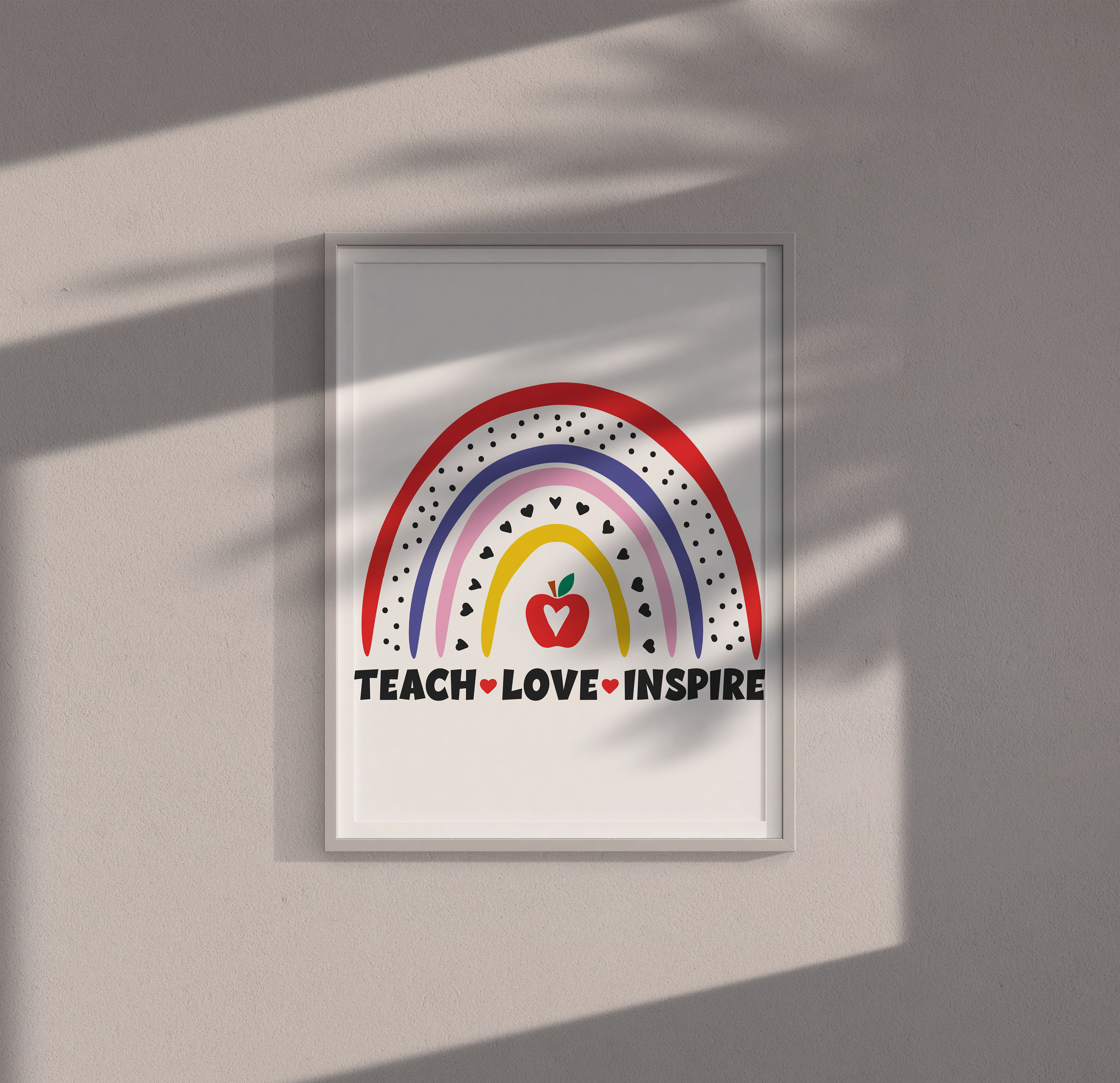 Teach Love Inspire Boho Rainbow Teacher Life Vector - Etsy