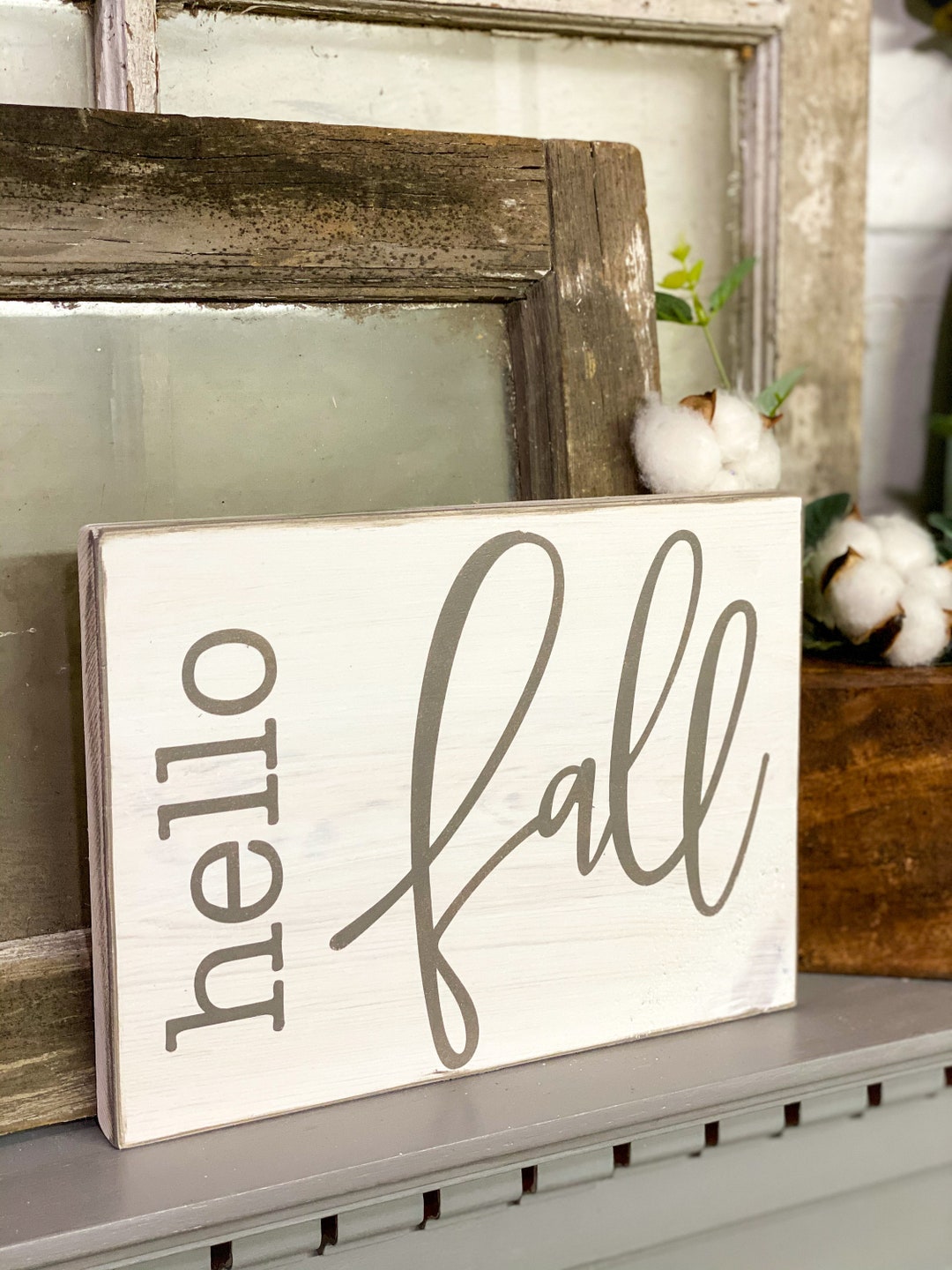 Hello Fall Sign Farmhouse Fall Decor Fall Wood Decor Home Decor Fall ...