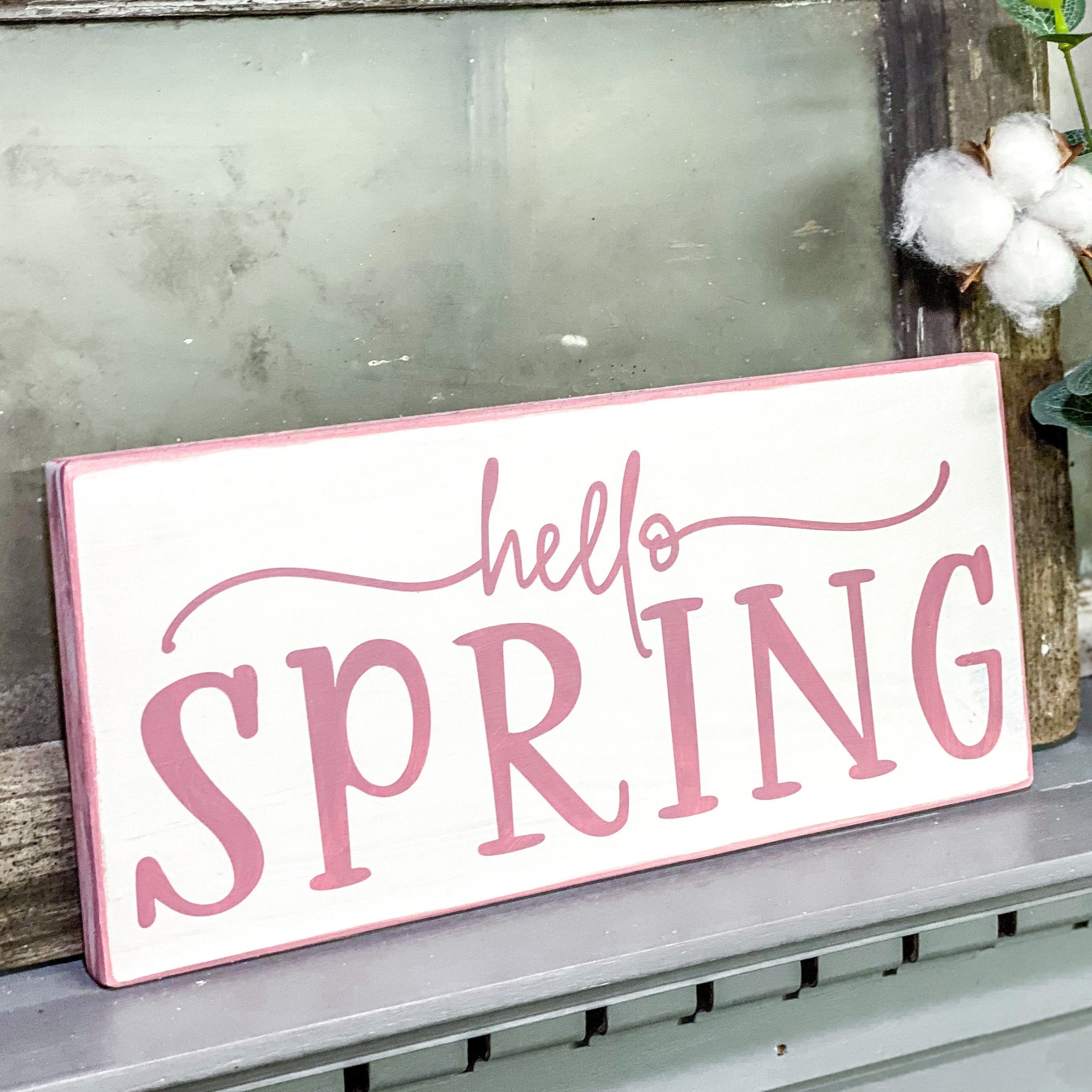 Hello Spring Sign Farmhouse Spring Decor Spring Wood Decor - Etsy