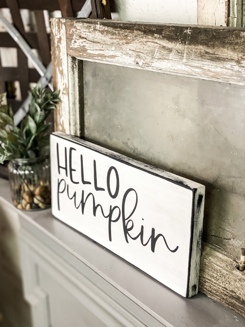 Modern Hello Pumpkin Sign Pumpkin Sign Decor Fall Farmhouse | Etsy