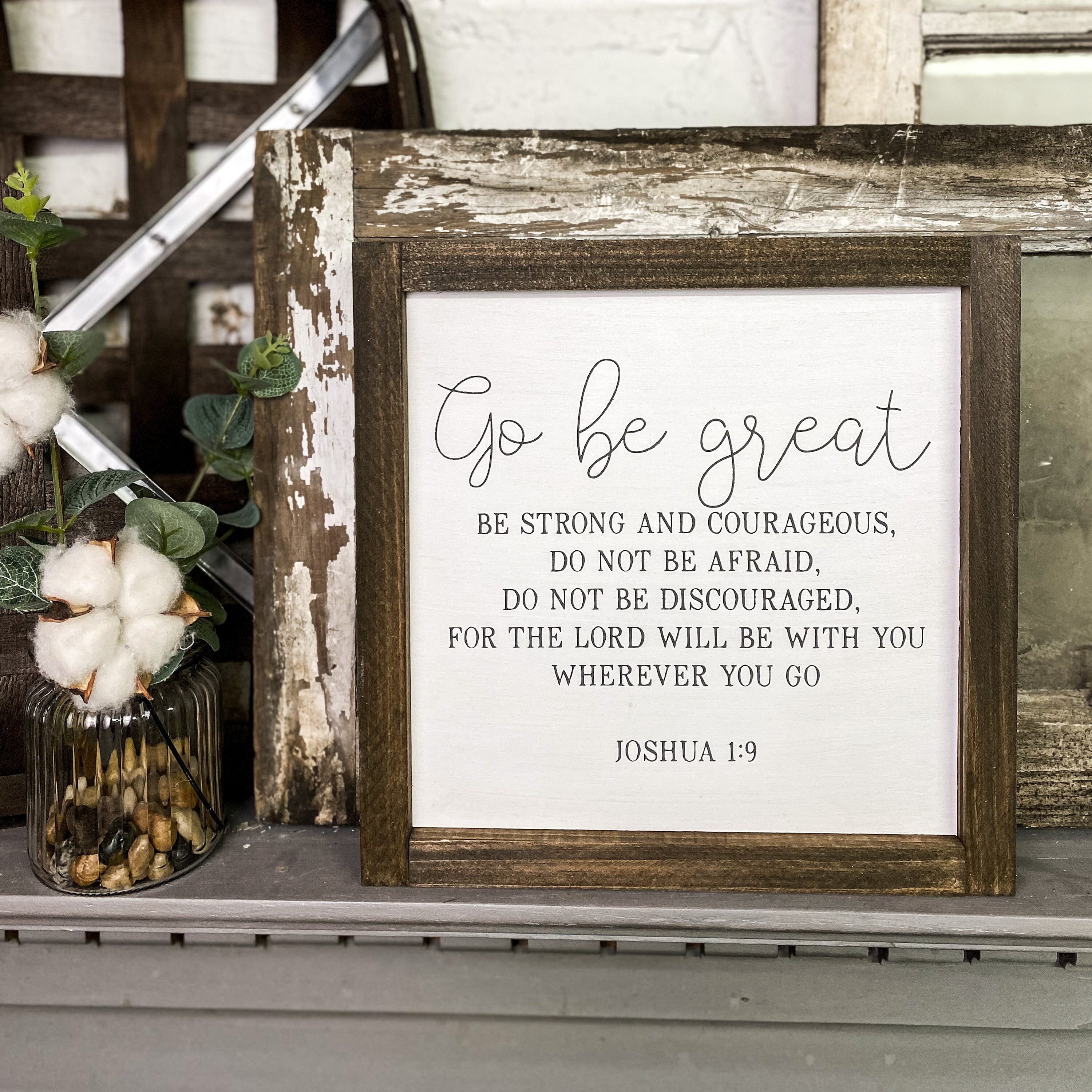 Go Be Great Framed Farmhouse Wood Sign Christian Decor | Etsy