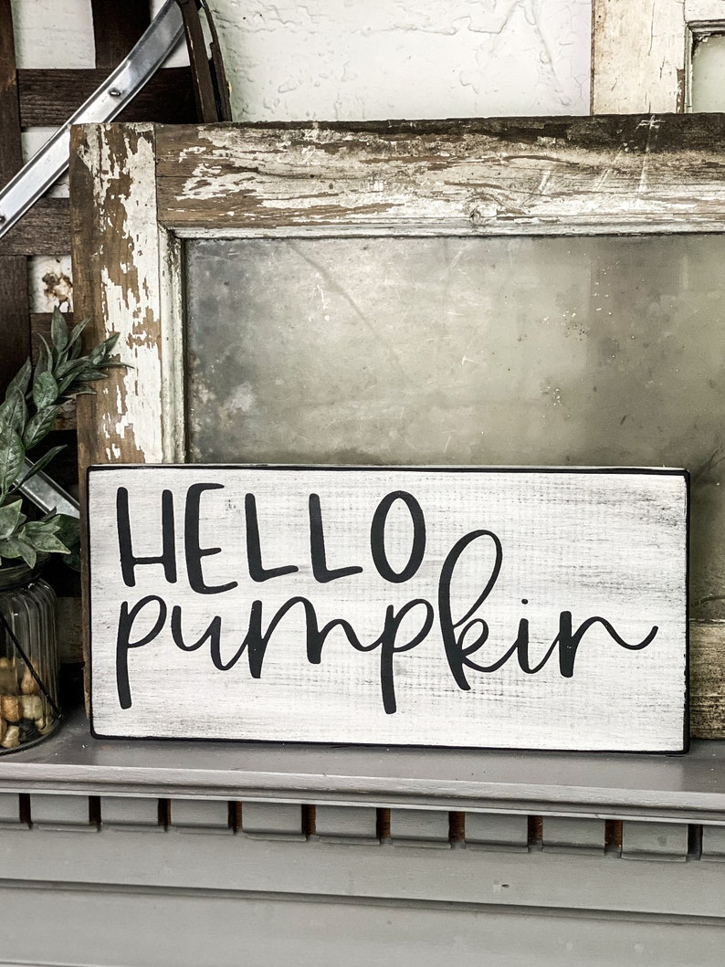 Modern Hello Pumpkin Sign Pumpkin Sign Decor Fall Farmhouse | Etsy