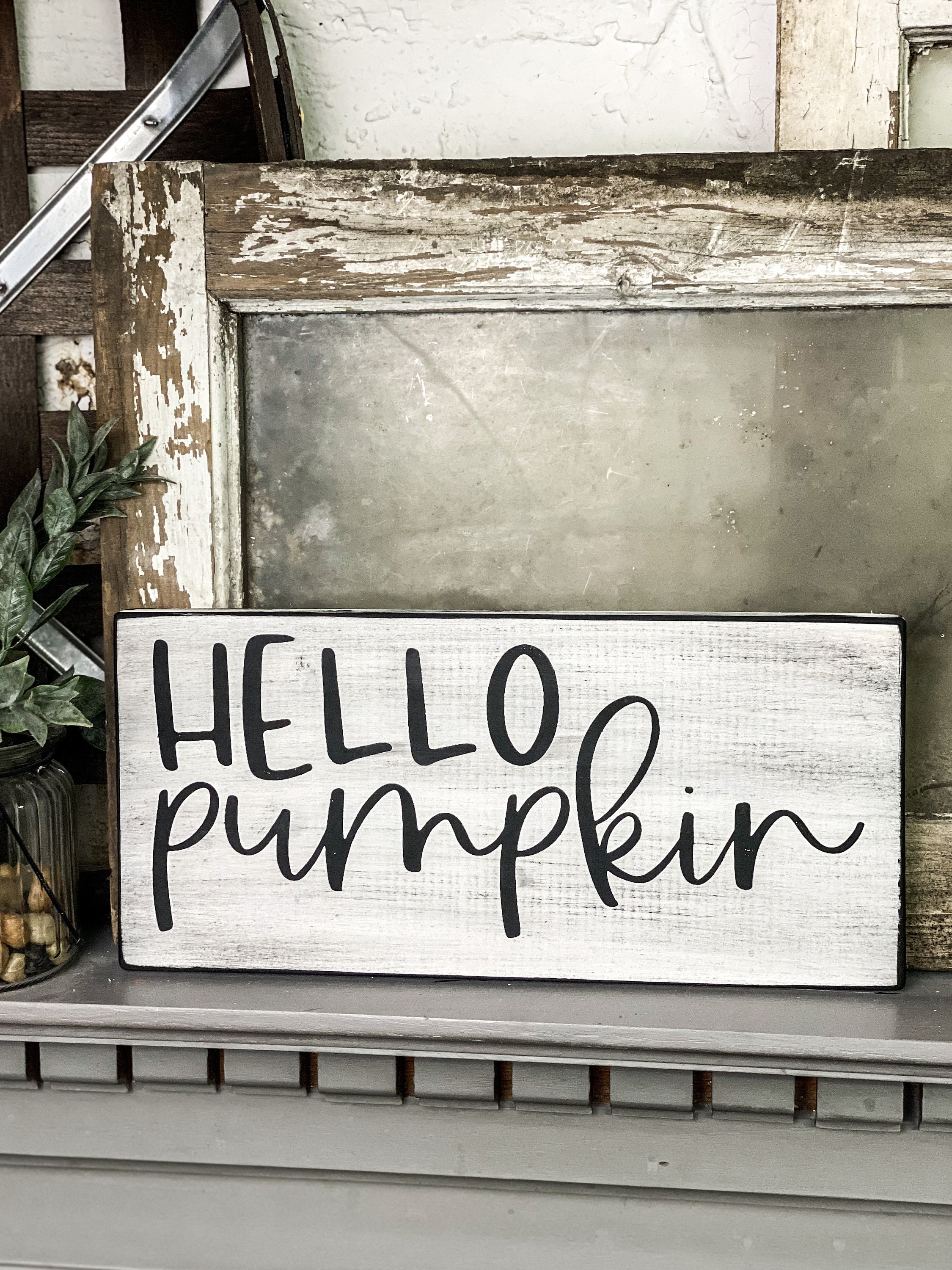 Modern Hello Pumpkin Sign Pumpkin Sign Decor Fall Farmhouse | Etsy