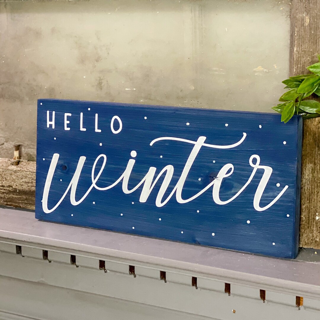 Hello Winter Sign Farmhouse Winter Decor Winter Wood Decor Home Decor ...