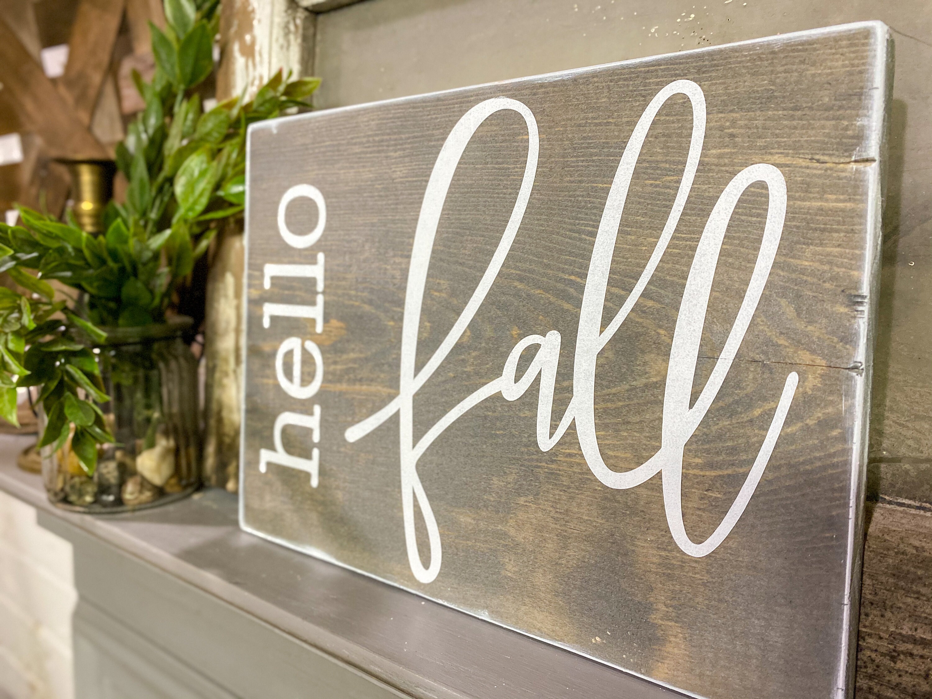 Hello Fall Sign Farmhouse Fall Decor Fall Wood Decor | Etsy