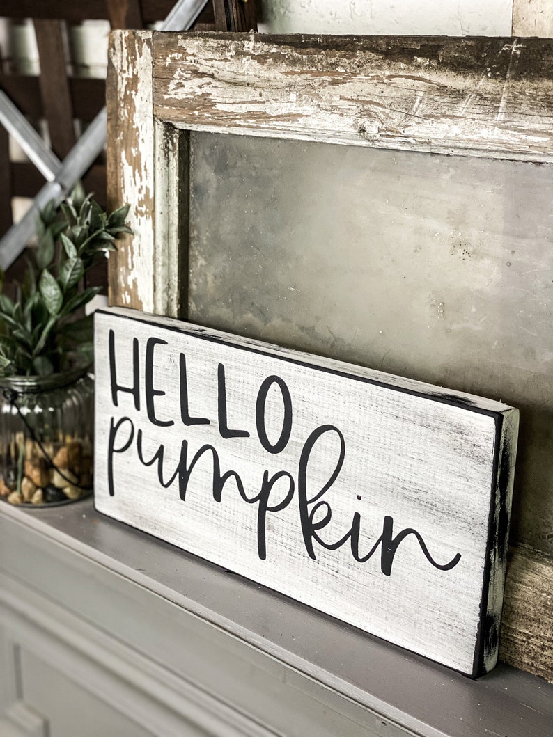 Modern Hello Pumpkin Sign Pumpkin Sign Decor Fall Farmhouse | Etsy