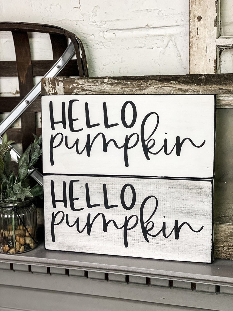 Modern Hello Pumpkin Sign Pumpkin Sign Decor Fall Farmhouse | Etsy