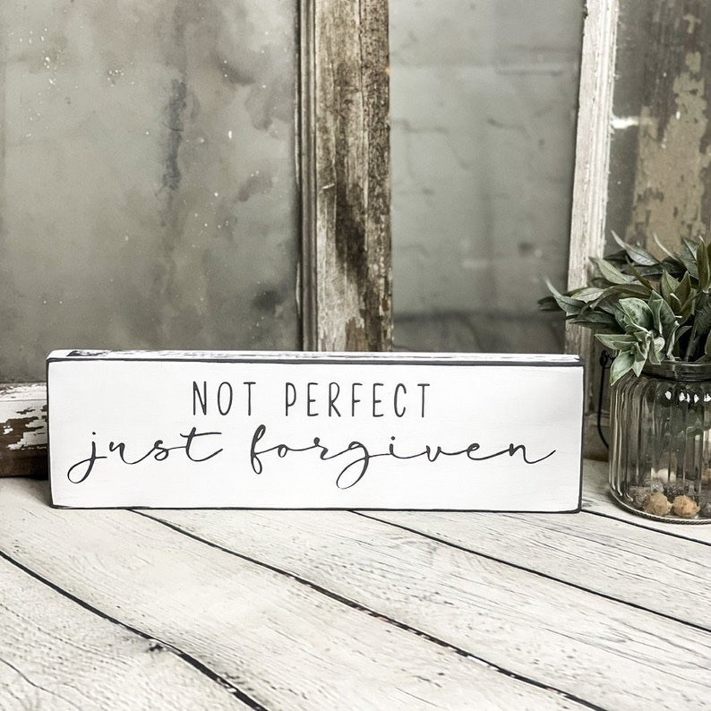 Not Perfect Just Forgiven Christian Wood Decor Spring Wood - Etsy