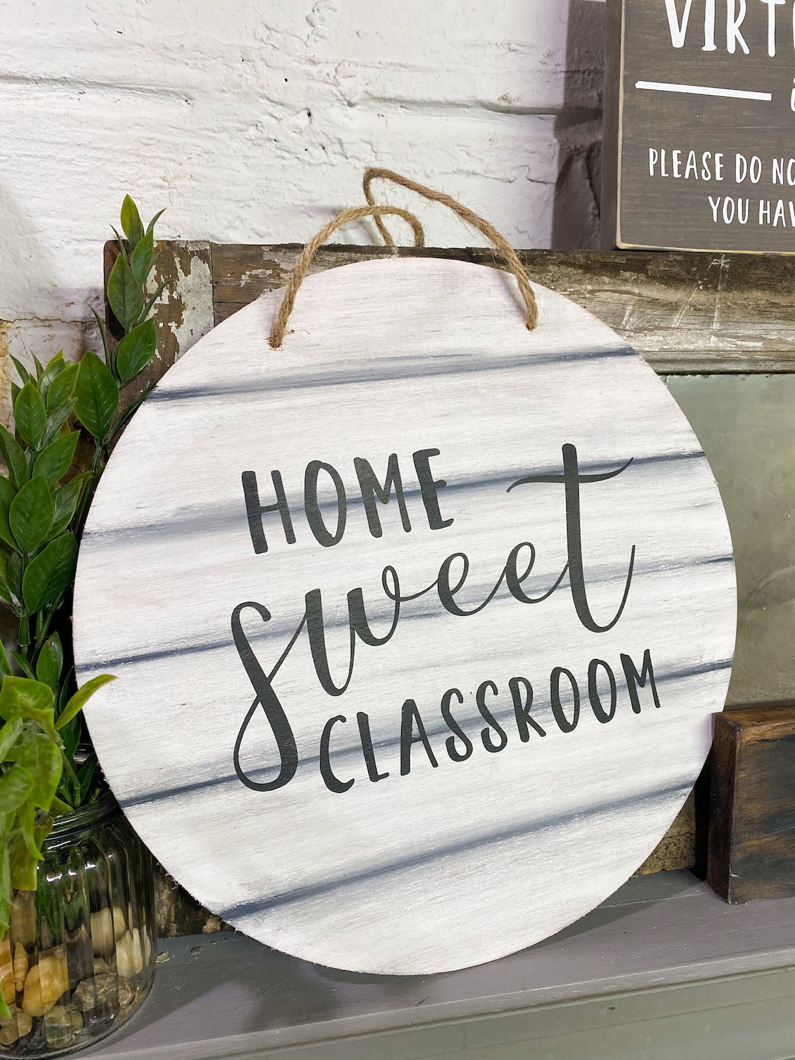 Home Sweet Classroom Wood Round Sign Farmhouse Wall Decor | Etsy