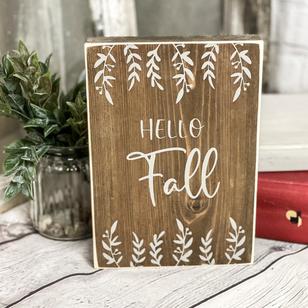 Hello Fall Painted Farmhouse Wood Sign, Fall Decor, Hello Fall Sign ...