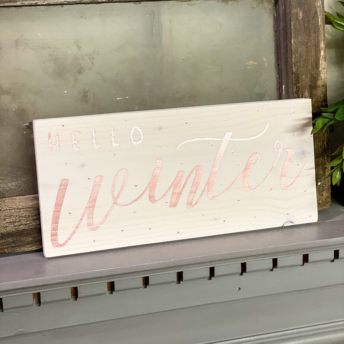 Hello Winter Sign . Farmhouse Winter Decor . Winter Wood Decor | Etsy