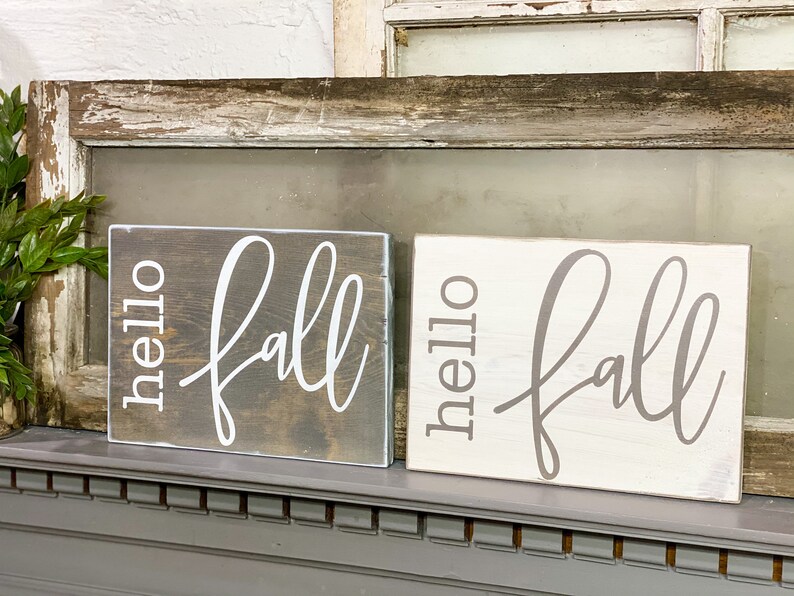 Hello Fall Sign Farmhouse Fall Decor Fall Wood Decor - Etsy