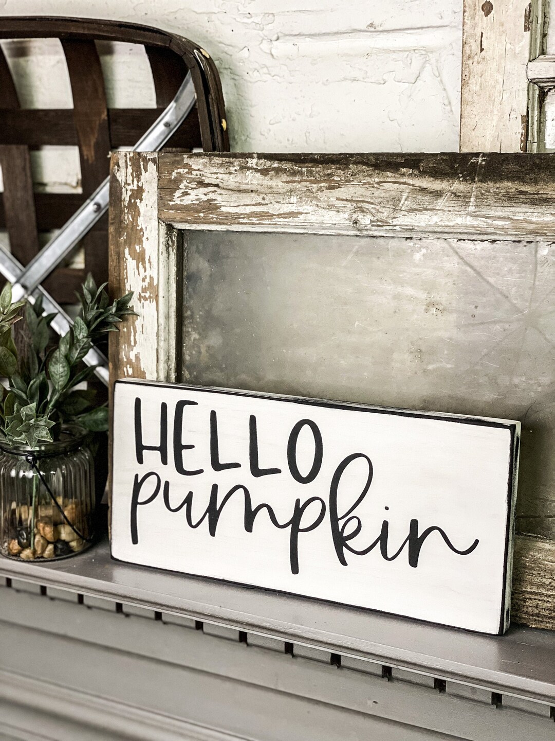 Modern Hello Pumpkin Sign Pumpkin Sign Decor Fall Farmhouse - Etsy
