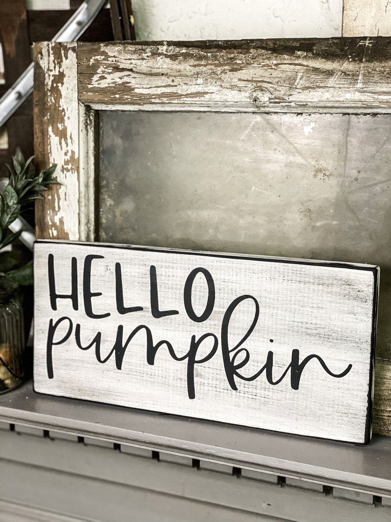 Modern Hello Pumpkin Sign Pumpkin Sign Decor Fall Farmhouse | Etsy