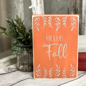 Hello Fall Painted Farmhouse Wood Sign, Fall Decor, Hello Fall Sign ...