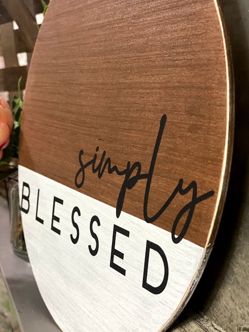Simply Blessed Wood Round Sign Farmhouse Wall Decor Round - Etsy
