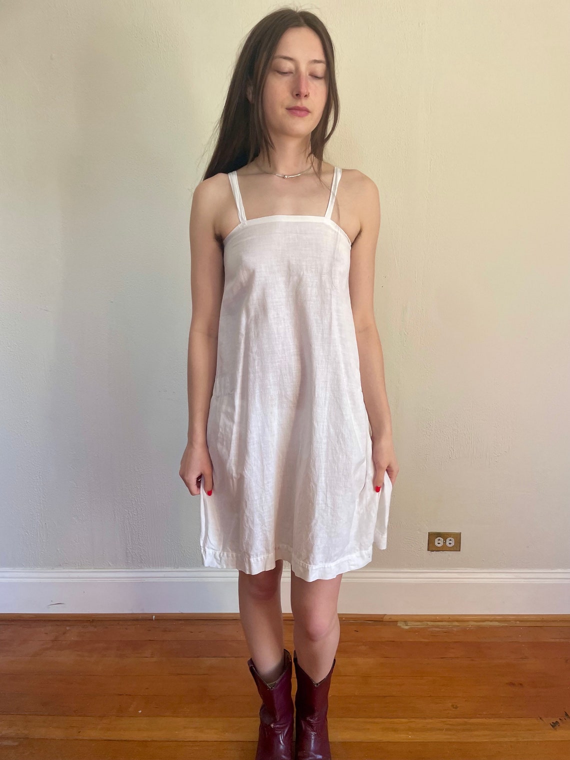 Antique Edwardian Era White Cotton Slip Dress XS - Etsy
