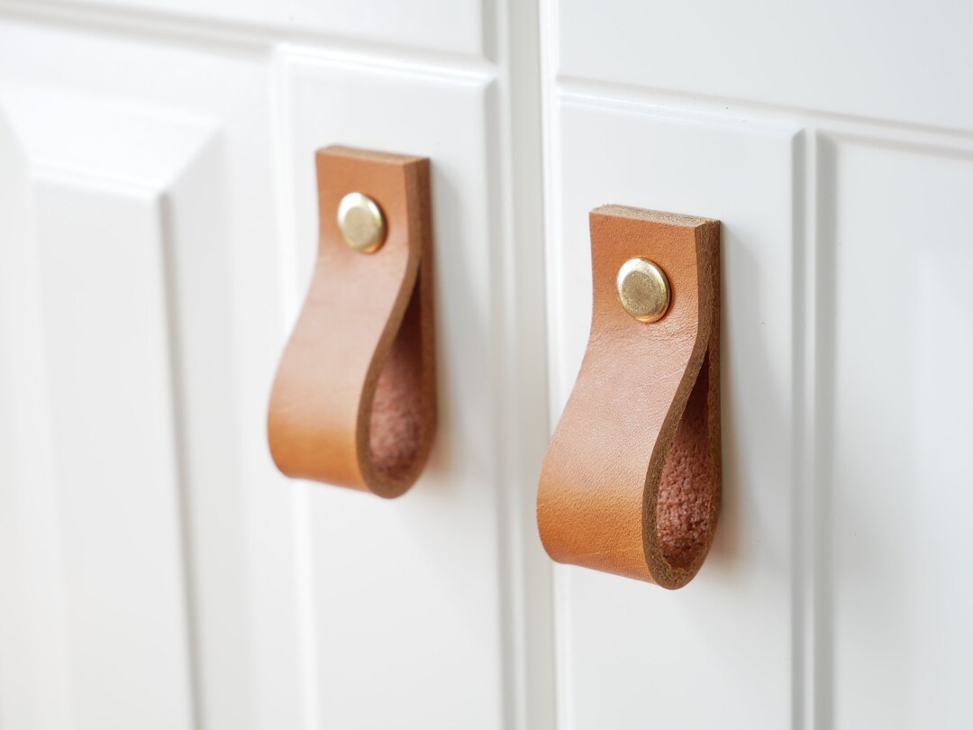 Handmade Leather Drawer Pulls, Cabinet Hardware, Door Knobs - Etsy