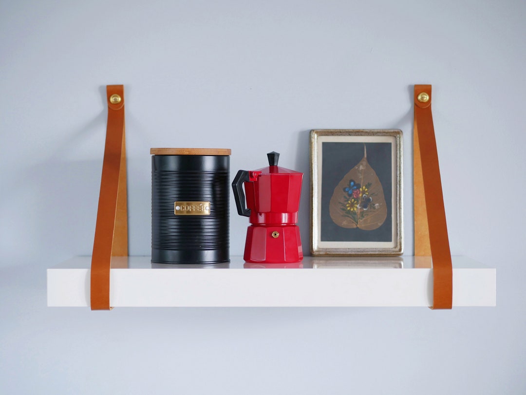 Leather Straps as Shelf Brackets,leather Strap Shelf for Floating Wall ...