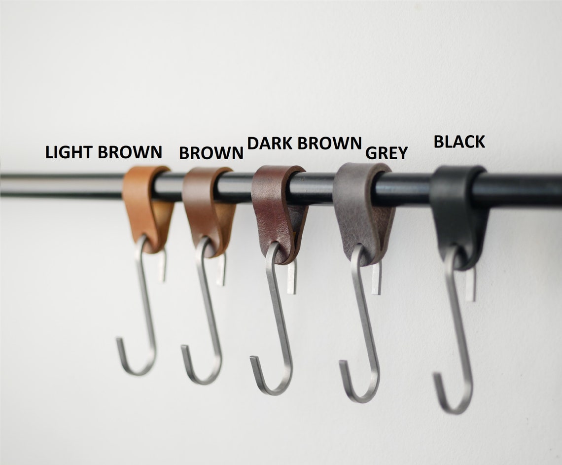 Leather kitchen hooks Vegetable tanned leather Kitchen s | Etsy