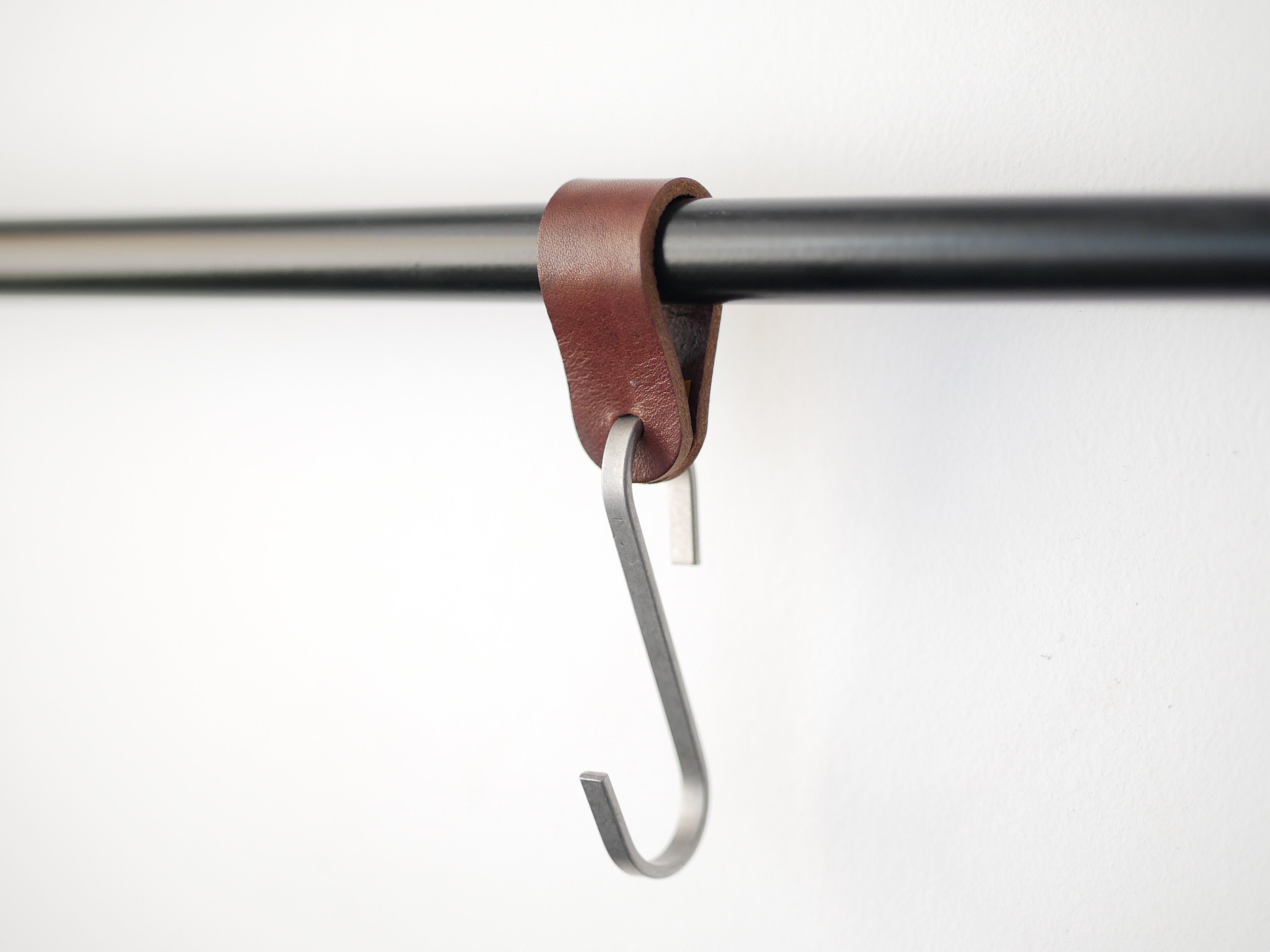 Black Leather Kitchen S Hook Pan Hanger Stainless Steel - Etsy