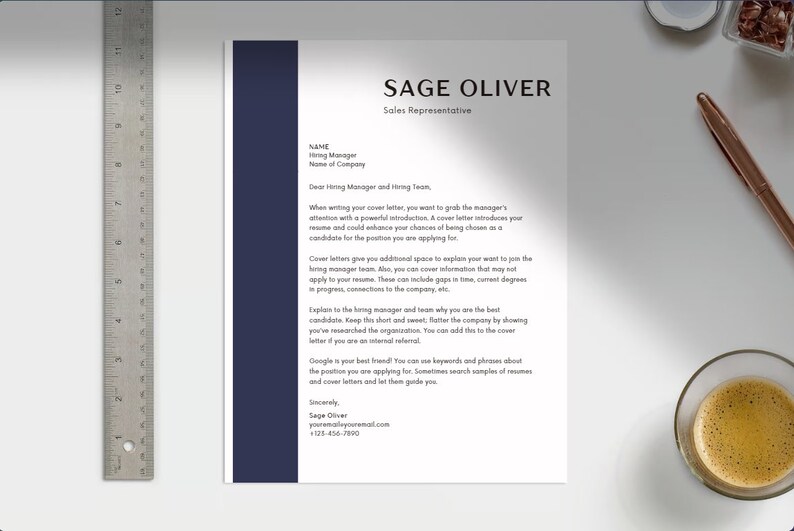 Blue Modern Resume & Cover Letter - Etsy
