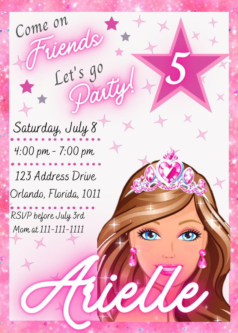 Editable Girls Birthday Invitation Heart Invitation Digital - Etsy