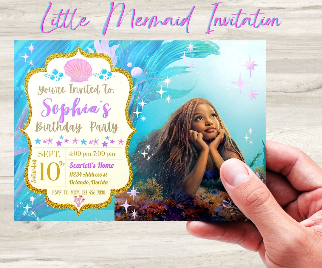 Little Mermaid Birthday Invitation | CANVA E-invite (digital) - Etsy