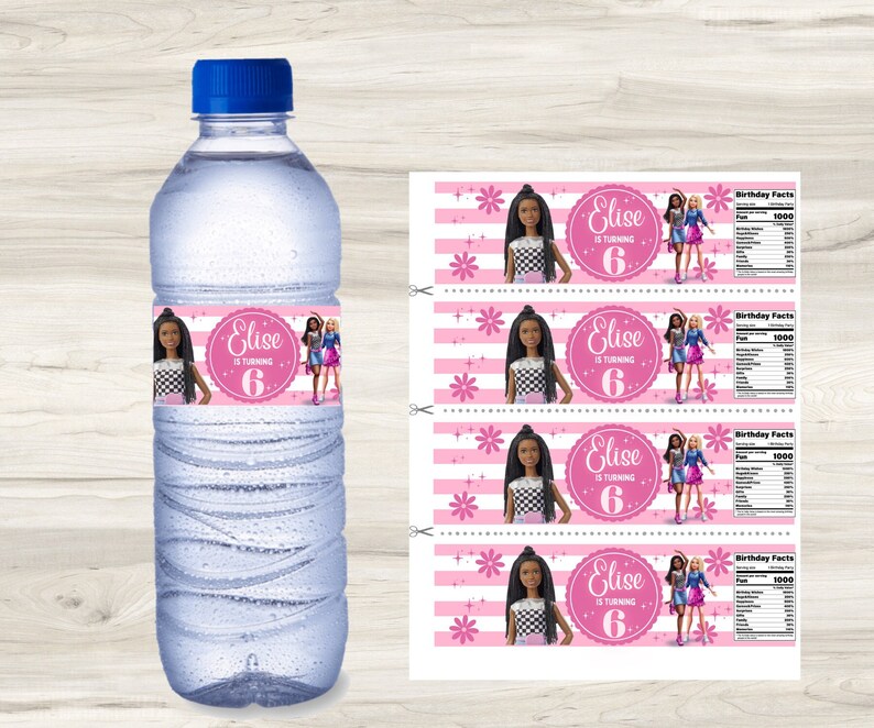Water Bottle Label Girls Birthday Editable Digital Water Bottle Lable ...