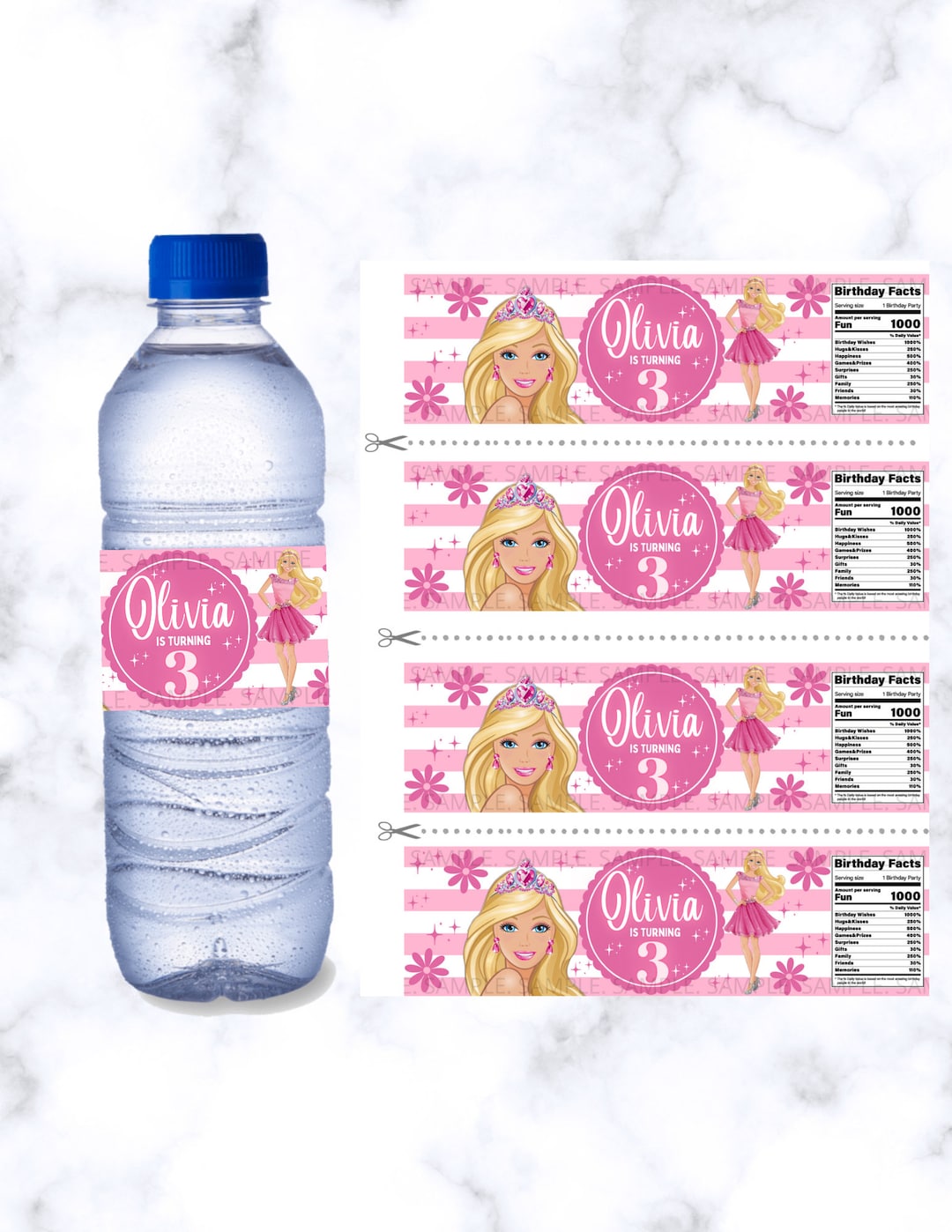 Water Bottle Label Girls Birthday Editable Digital Water Bottle Lable ...