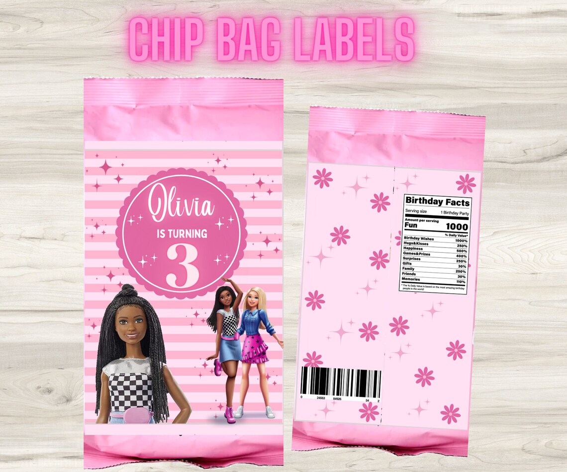 Chip Bag Label Instant Editable and Printable Digital Birthday Party ...