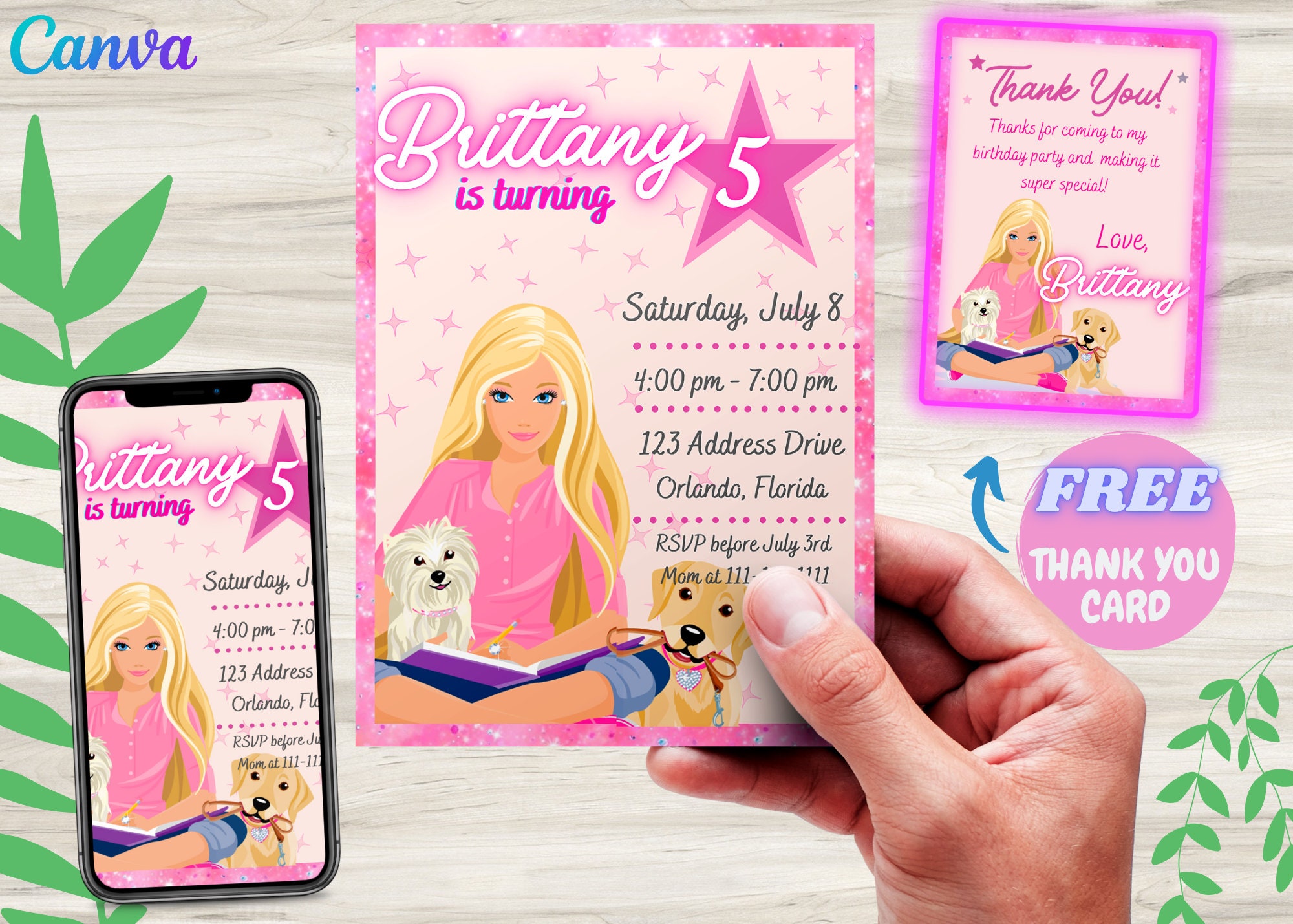 Editable Girls Birthday Invitation Heart Invitation Digital - Etsy