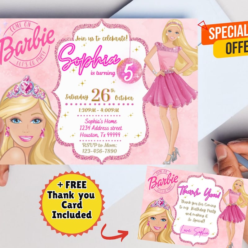 Barbie Invitation - Etsy