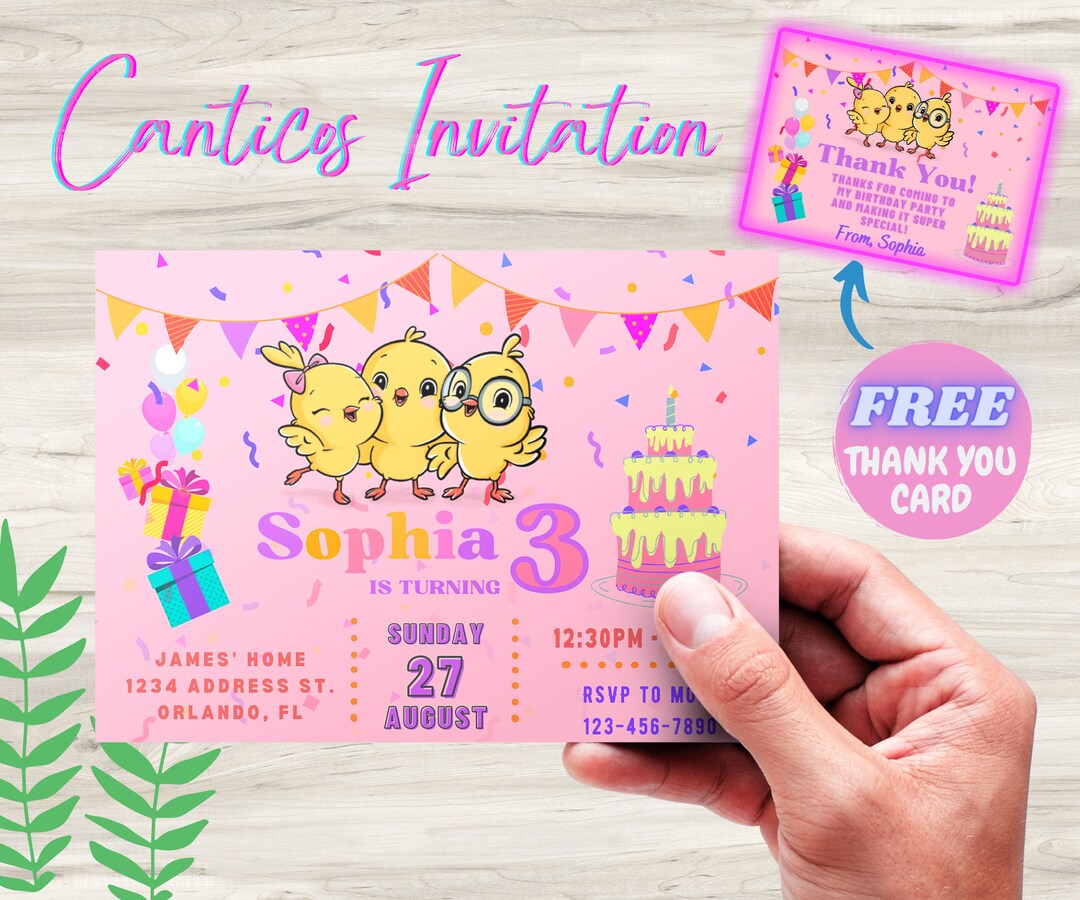 CANTICOS Digital Invitation Birthday Girl Card Invites E-invite Digital ...