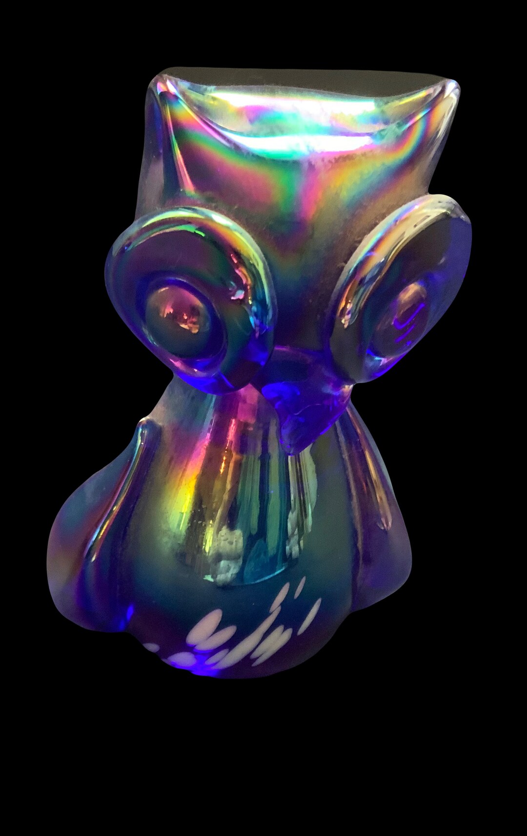 Vintage Rubin Glass Iridescent Owl - Etsy