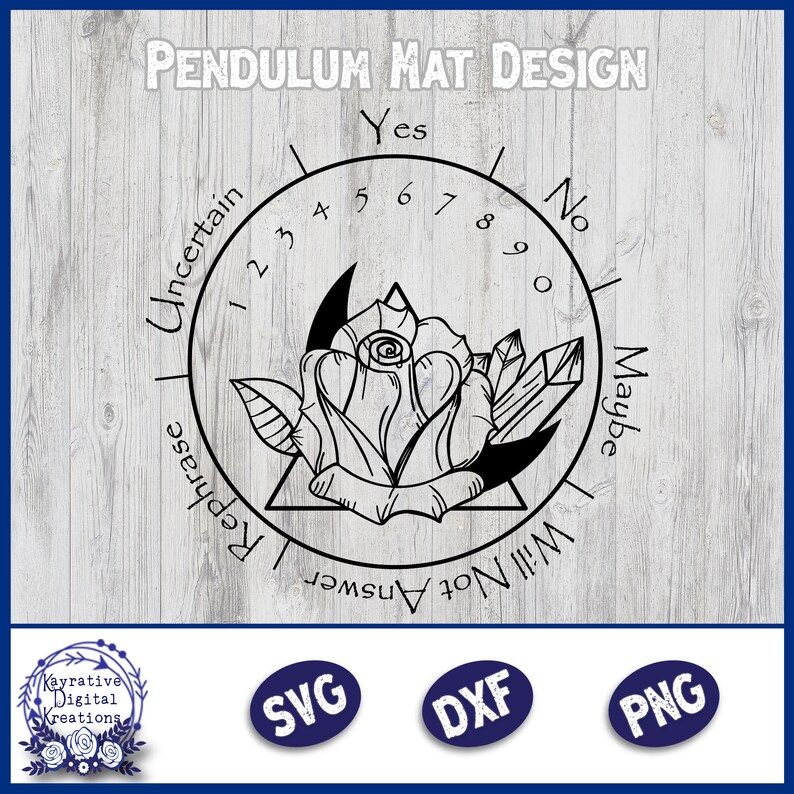 Pendulum Mat SVG Rose and Crystals - Instant Download - Pendulum Mat ...