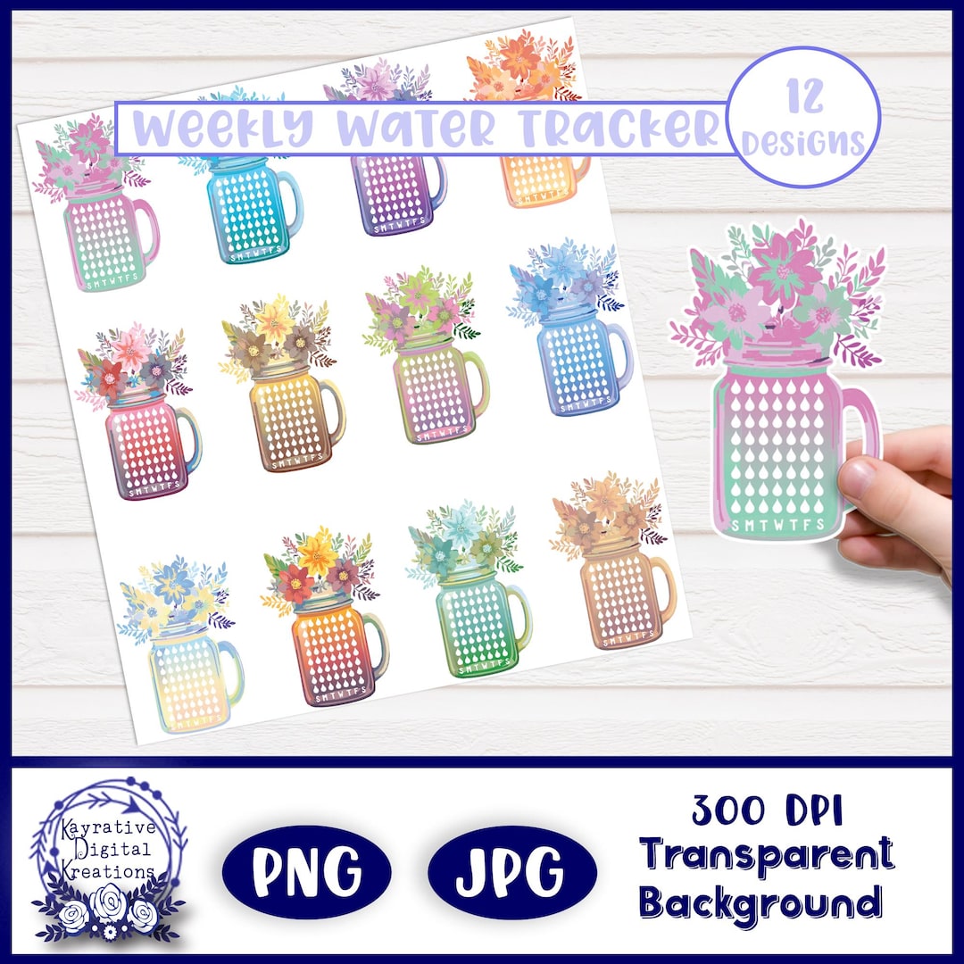 Weekly Water Tracker Stickers - Printable Water Trackers - Planner ...