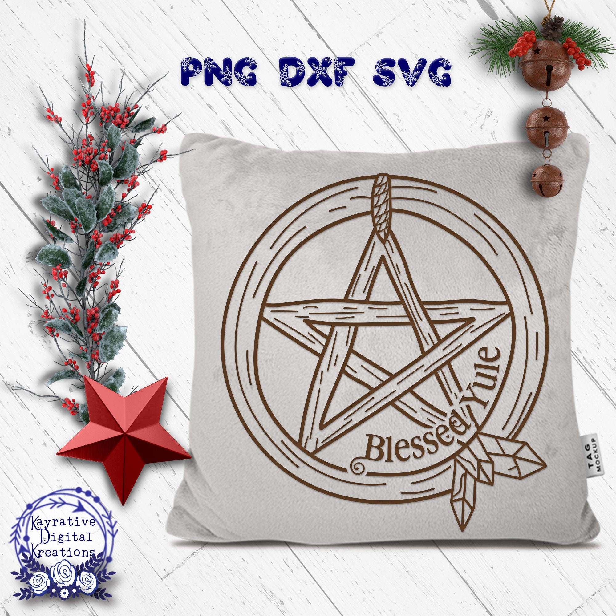 Blessed Yule Wreath SVG - Instant Download - Winter Solstice SVG - Etsy