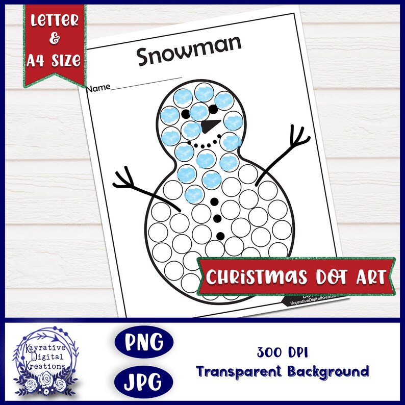 Printable Christmas Dot Art - Instant Download - Kids Christmas ...