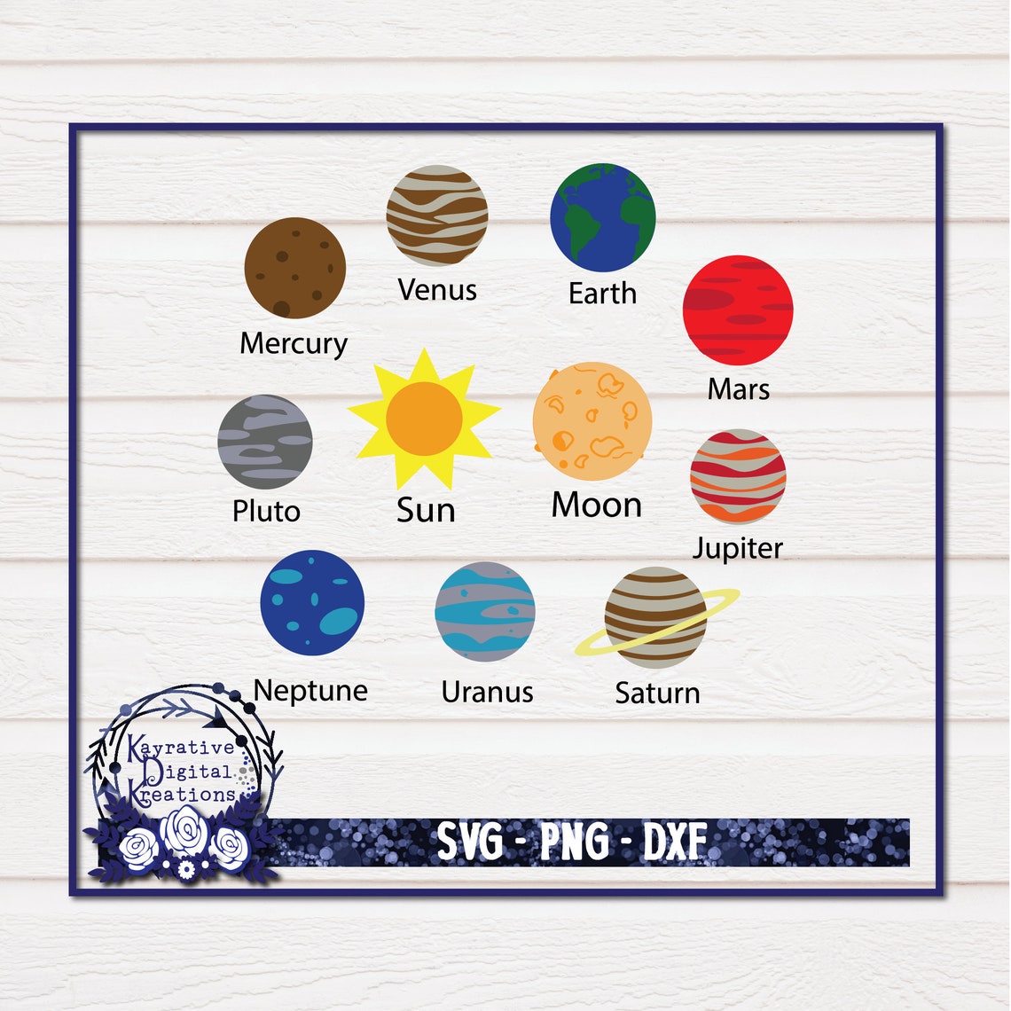 Planets SVG - Instant Download - Space - Sun - Moon - Earth - Solar ...