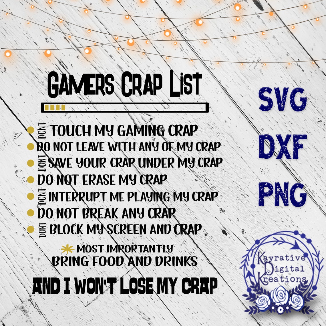 Gamer's Crap List SVG Instant Download Gamers Gift | Etsy