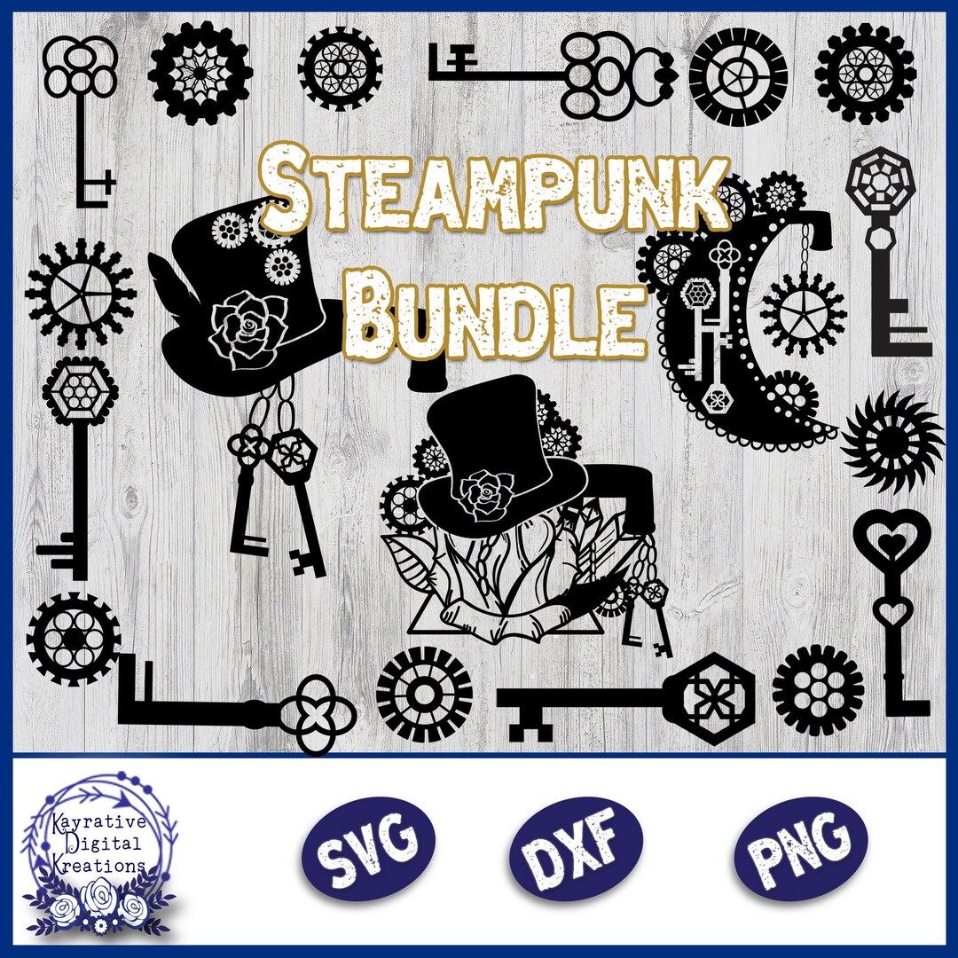 Steampunk SVG Bundle - Instant Download - Gears and Keys SVG - Etsy