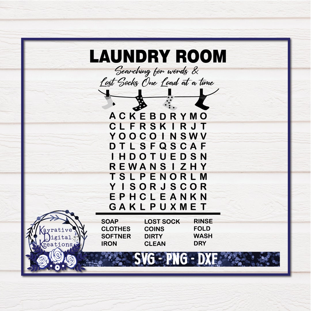 Laundry Room SVG Instant Download Laundry Room Word Search - Etsy