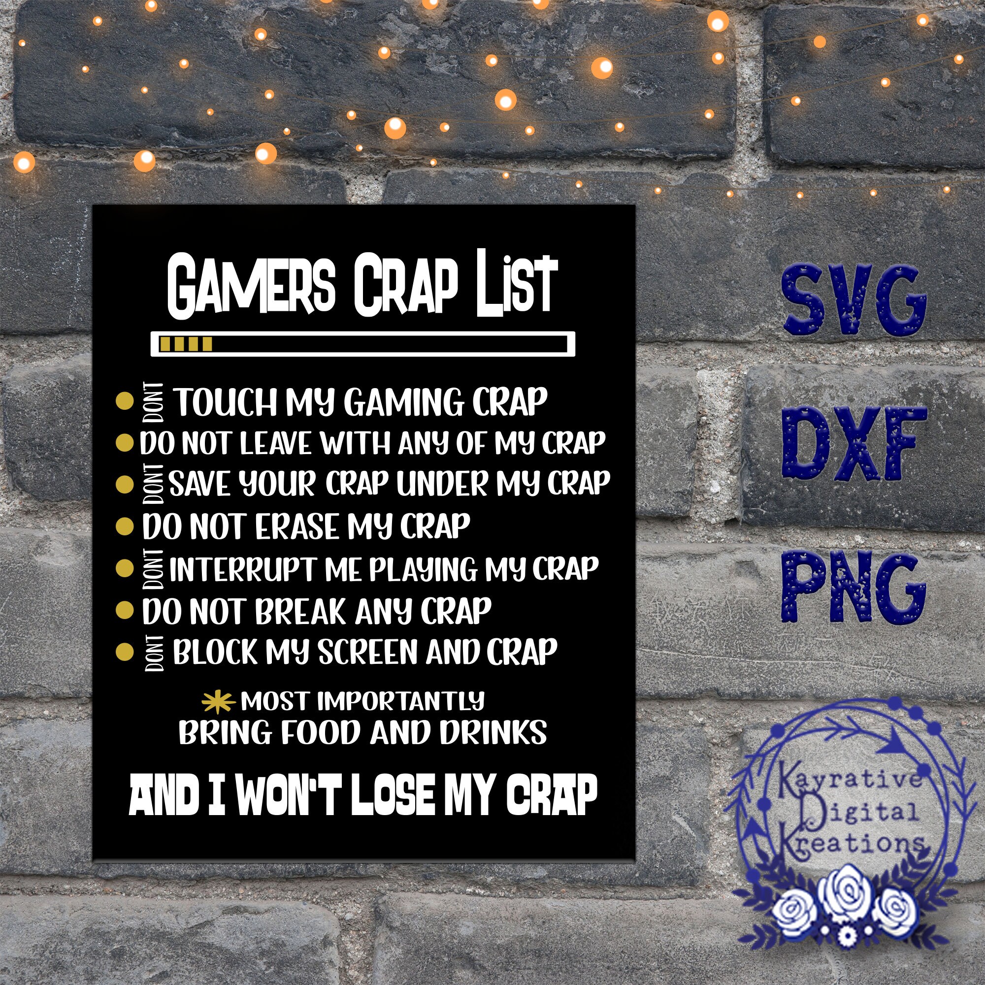 Gamer's Crap List SVG Instant Download Gamers Gift - Etsy