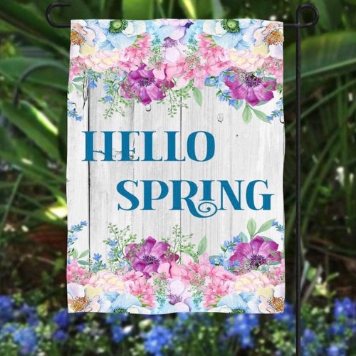 DOUBLE SIDED Hello Spring Garden Flag Spring Flowers Garden - Etsy